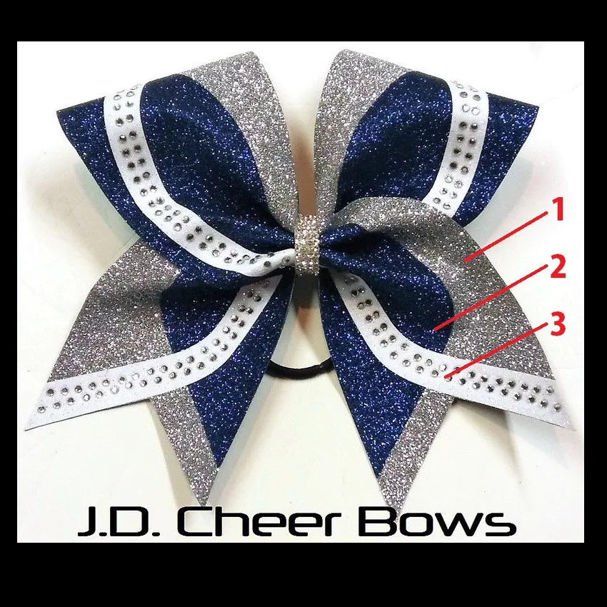 Rhinestone Silver Cheer Bows